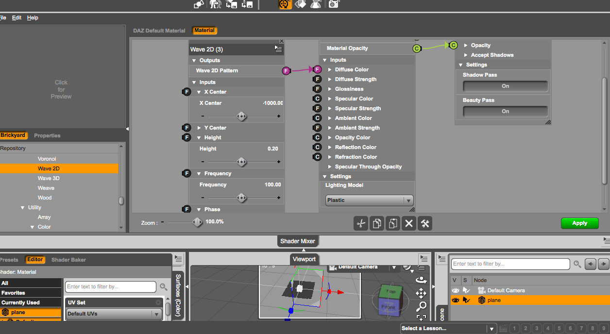 Sin wave ramp with shader mixer - Daz 3D Forums