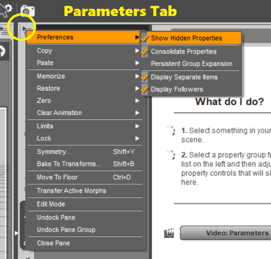 Can't unhide categories under Parameters Tab - Daz 3D Forums