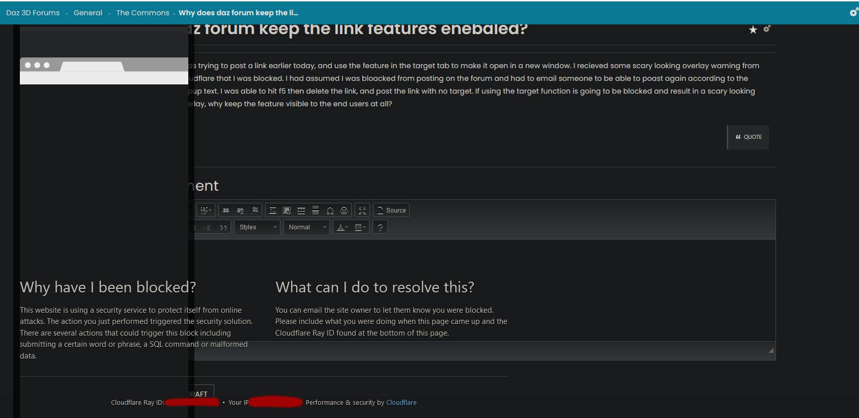 Why does daz forum keep the link features enabled? - Daz 3D Forums