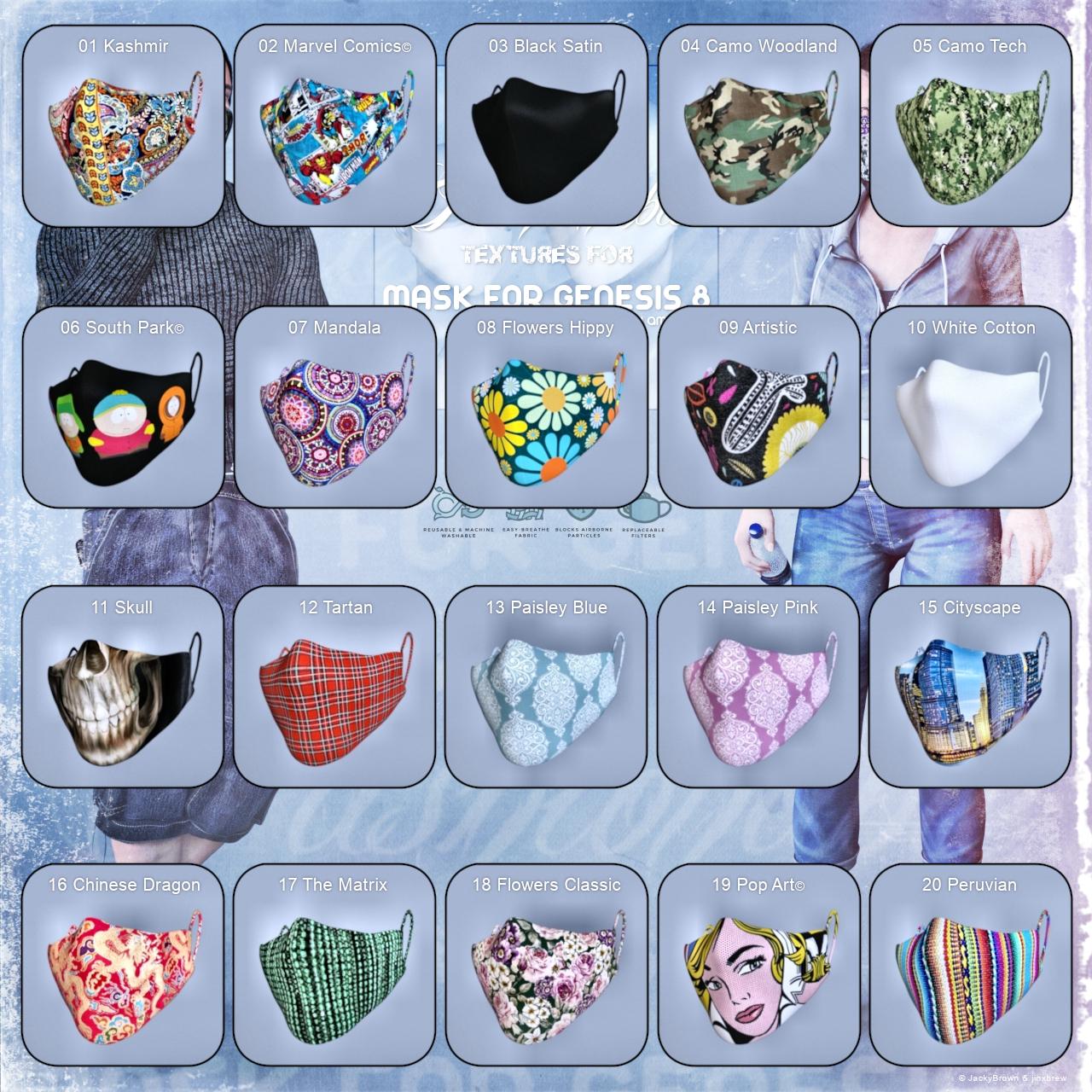 Fashionable Textures for Mask for Genesis 8 by amyaimei - Daz 3D Forums