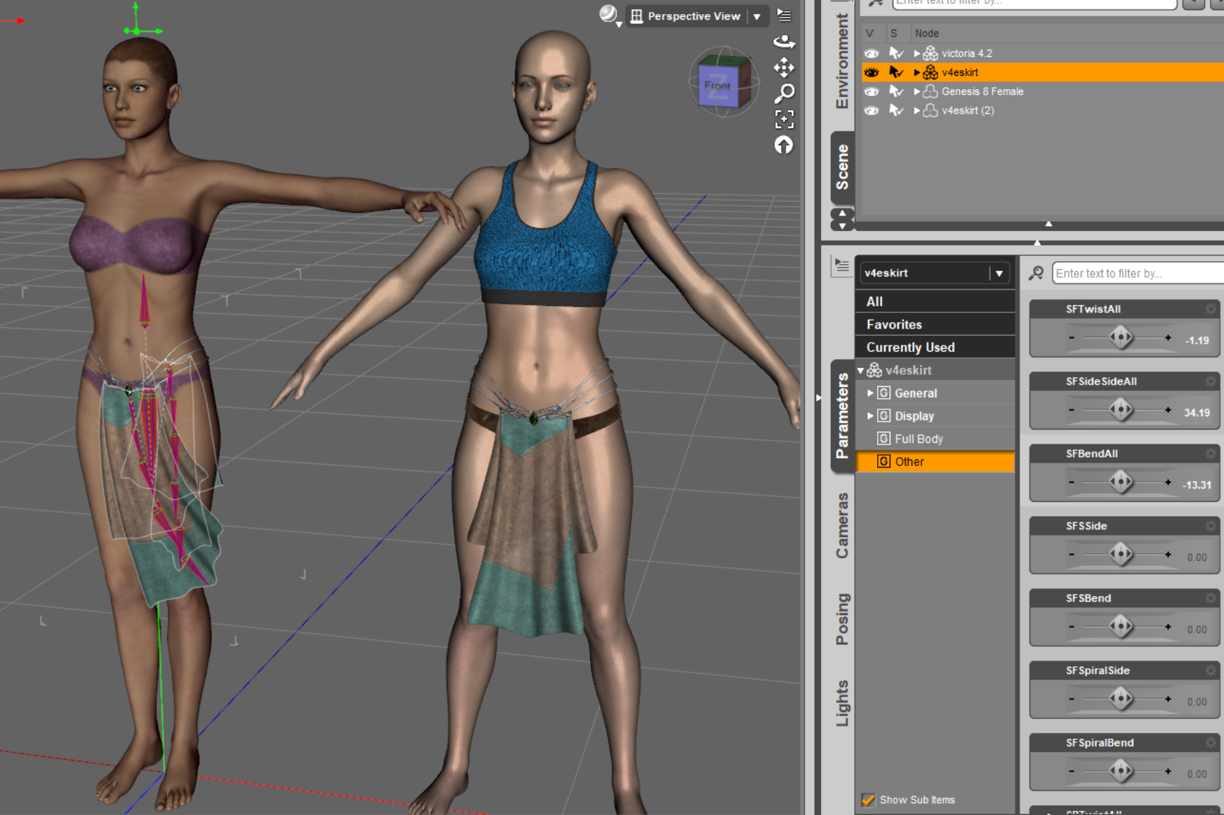 v4 skirt morph problem when fit to G8F - Daz 3D Forums