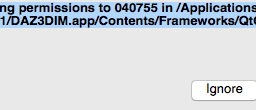 Error changing permissions to 040755 in /Applications/DAZ 3D/DAZ3DIM1/DAZ3DIM.app/Contents ...