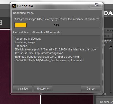 meaning of small error message during render? - Daz 3D Forums