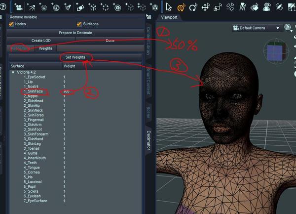 Can you split the work done by decimator for high poly faces and low poly bodies - Daz 3D Forums